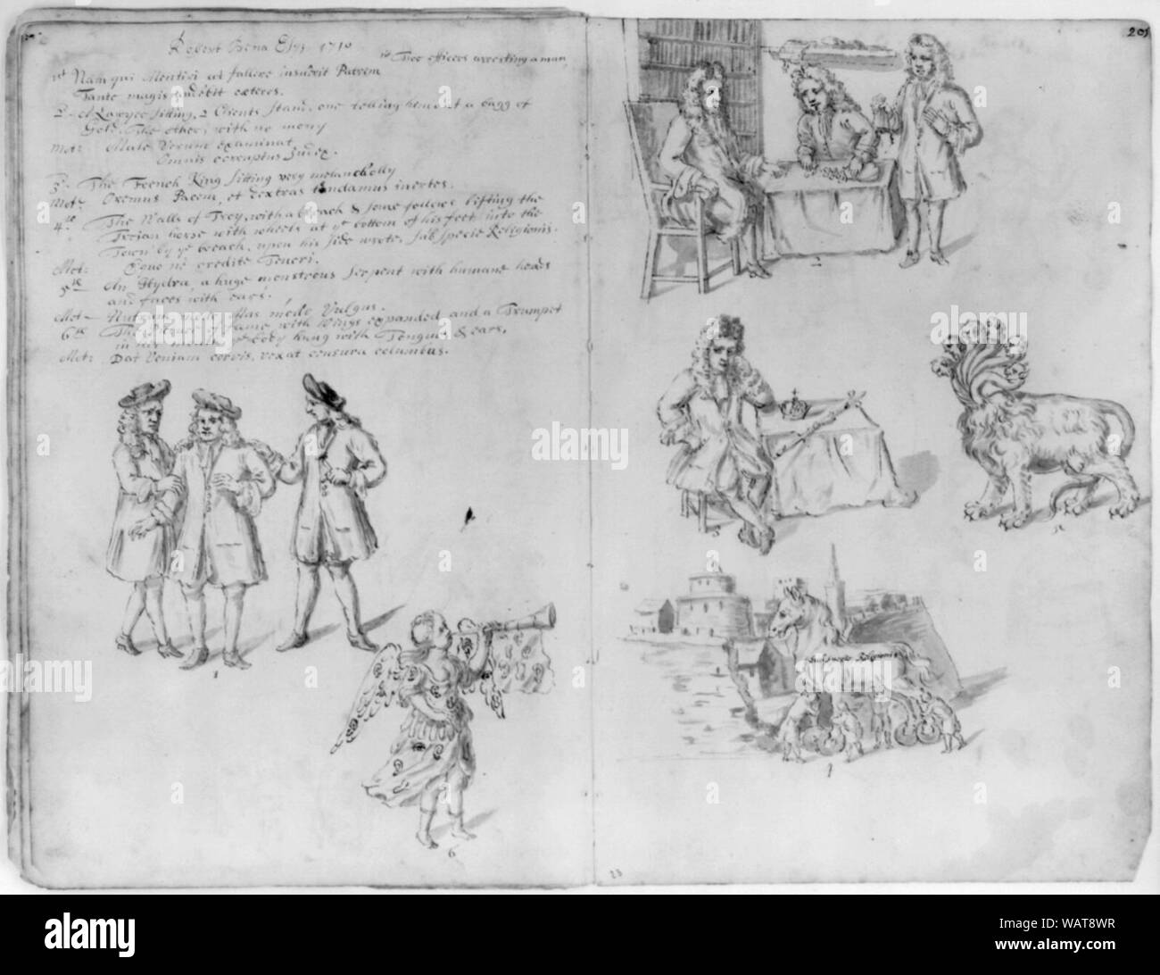 Drawings of annual guild days of Norwich, England, 1705 Stock Photo - Alamy