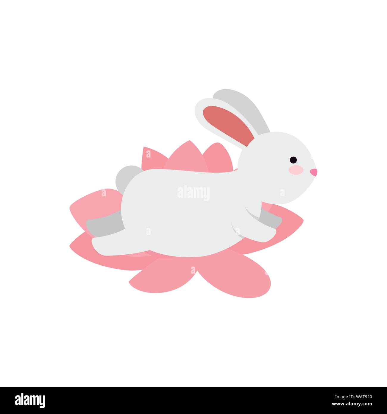 cute and little rabbit in lotus flower character Stock Vector Image ...