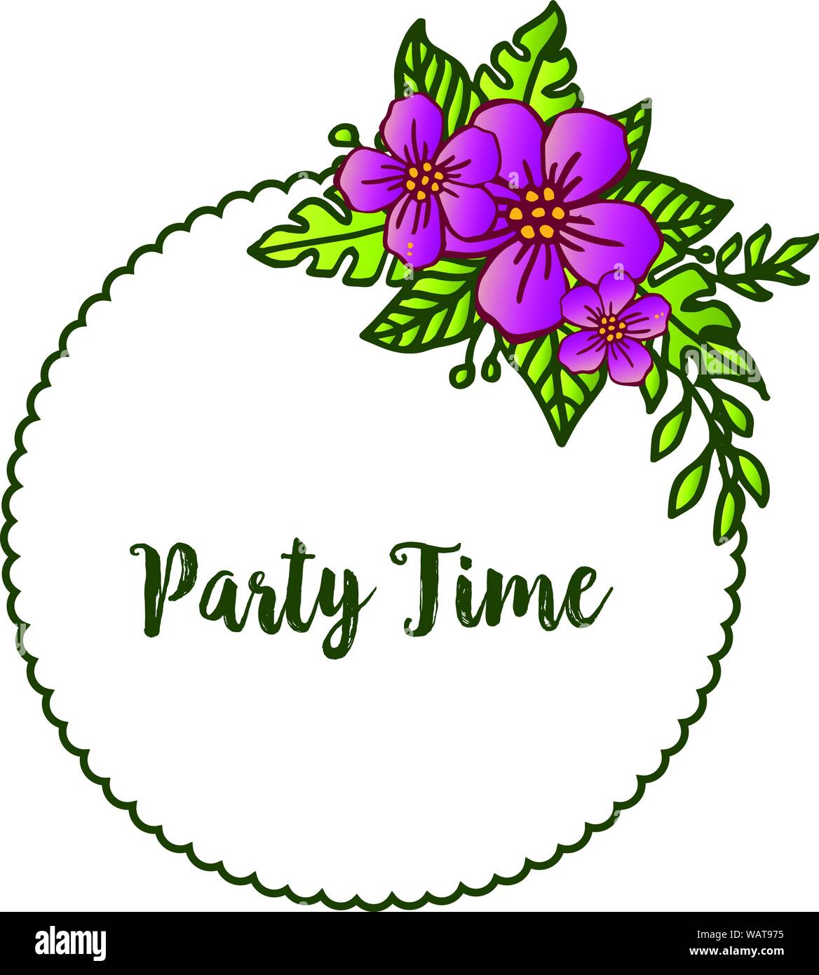 Perfect purple floral frame for various party time greeting card ...