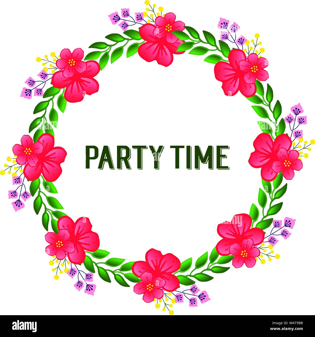Various ornate of party time card, with abstract background leaf flower ...