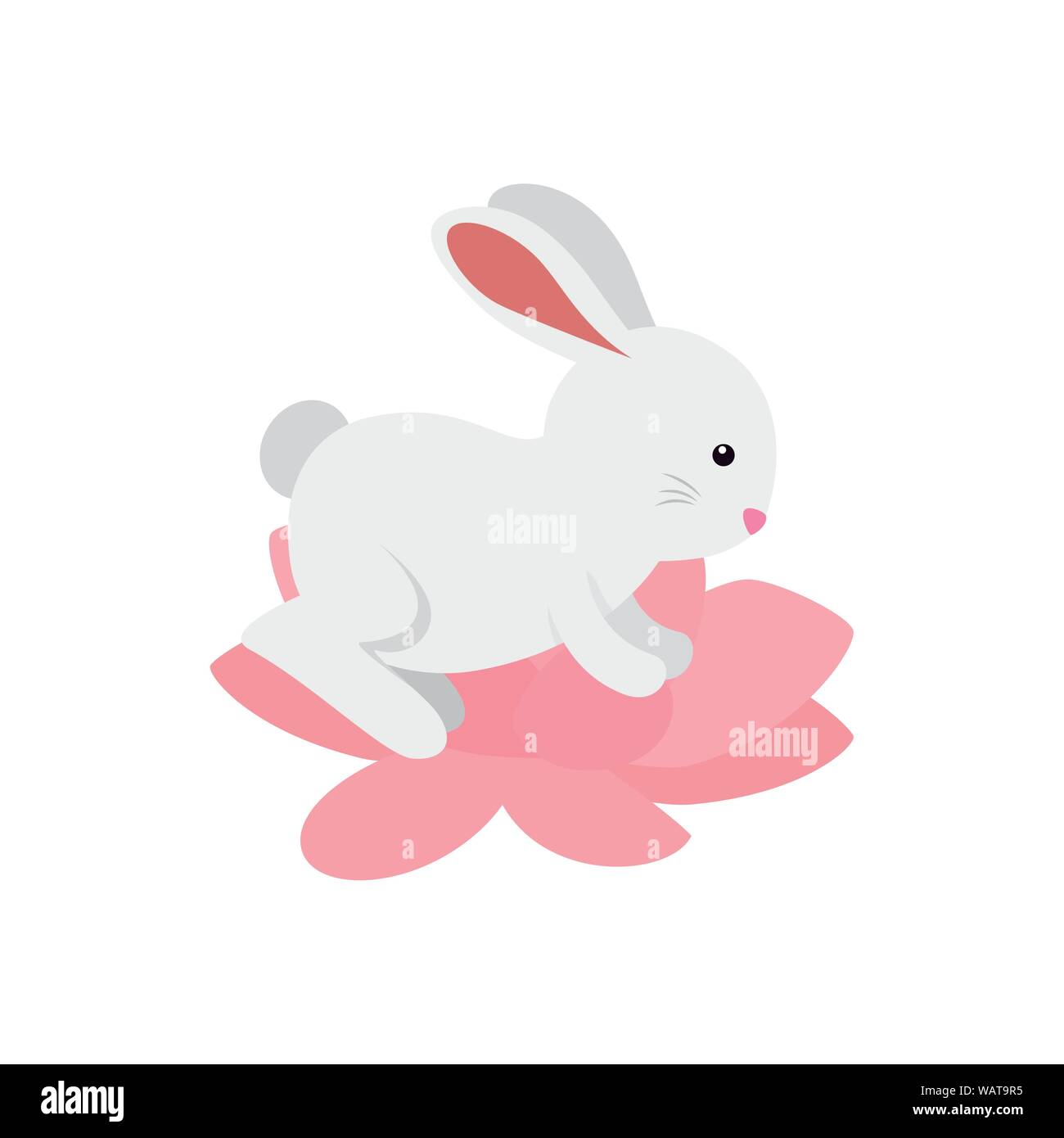 cute and little rabbit in lotus flower character Stock Vector Image ...