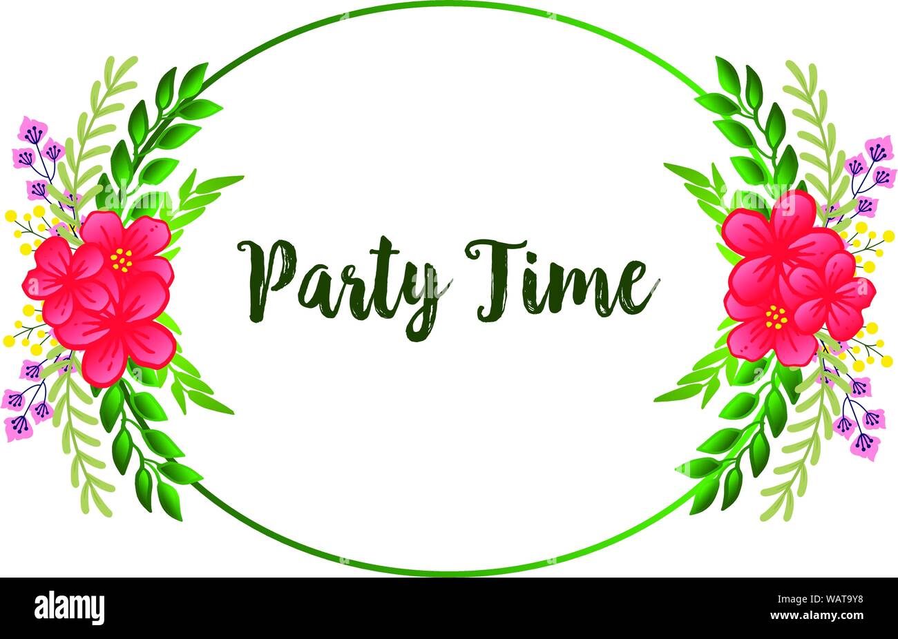 Decoration various of party time card, with pattern wreath frame ...