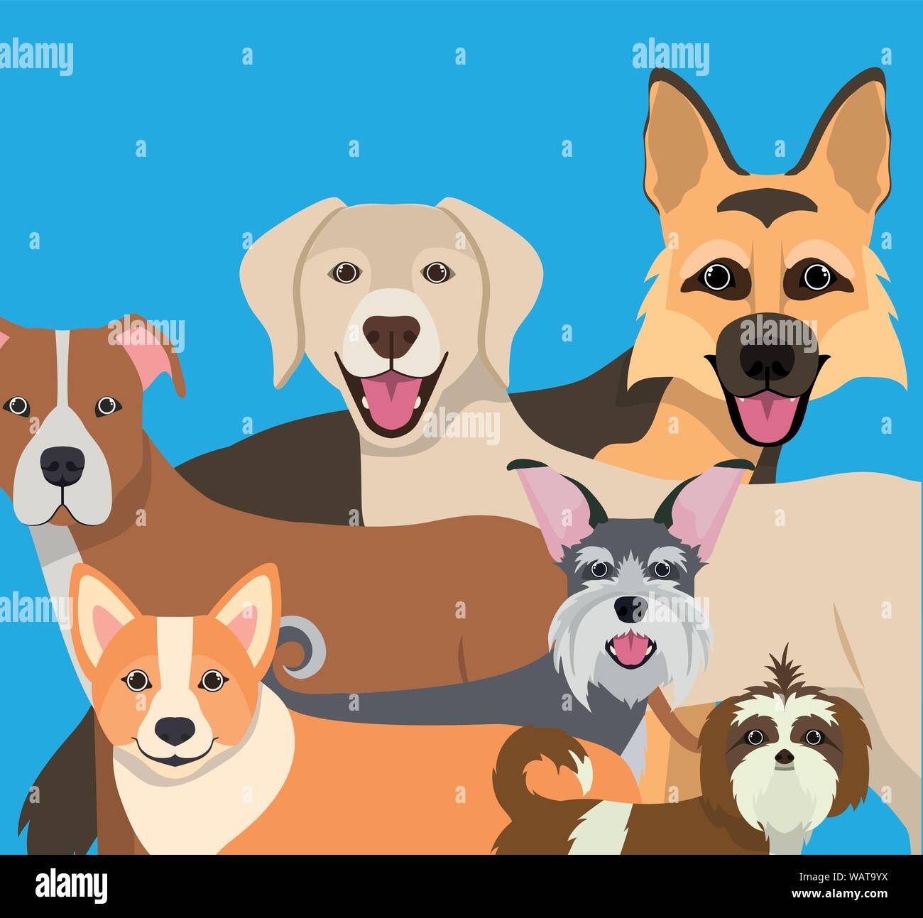 Group with pups Stock Vector Images - Alamy