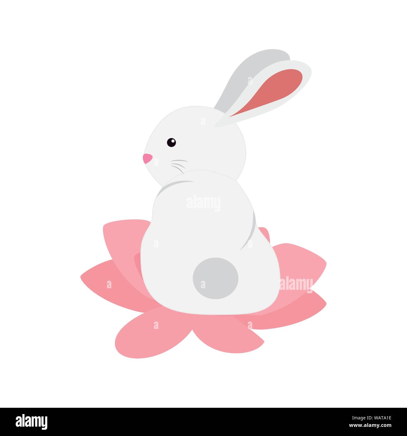 cute and little rabbit in lotus flower character Stock Vector Image ...