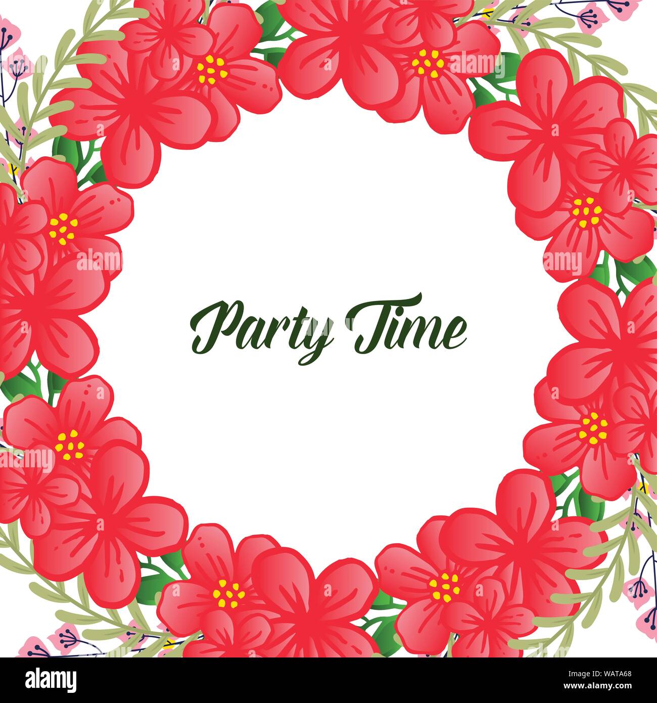Decoration various of party time card, with pattern wreath frame ...