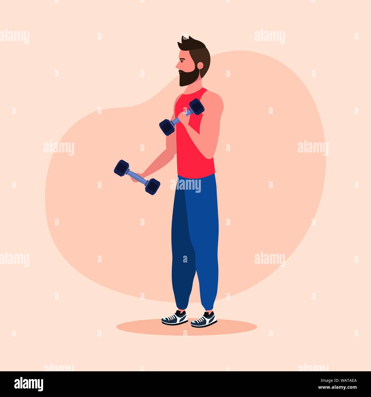 fitness man with dumbbells to practice sport Stock Vector Image & Art ...