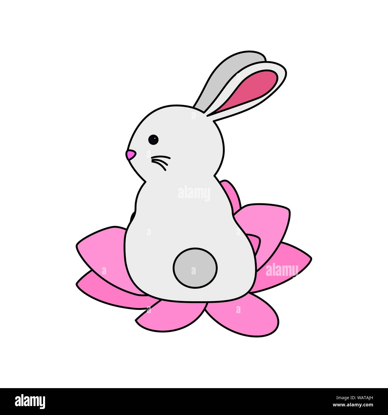 cute and little rabbit in lotus flower character Stock Vector Image ...