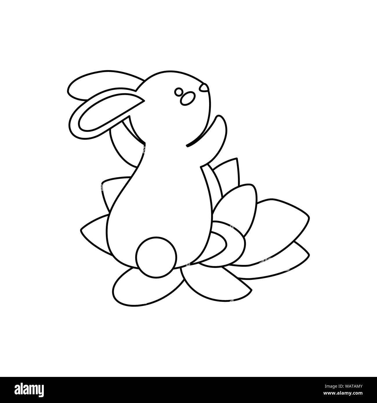 cute and little rabbit in lotus flower character Stock Vector Image ...
