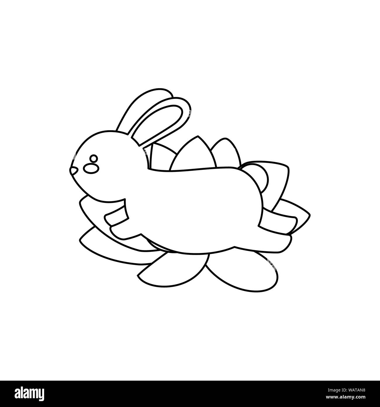cute and little rabbit in lotus flower character Stock Vector Image ...