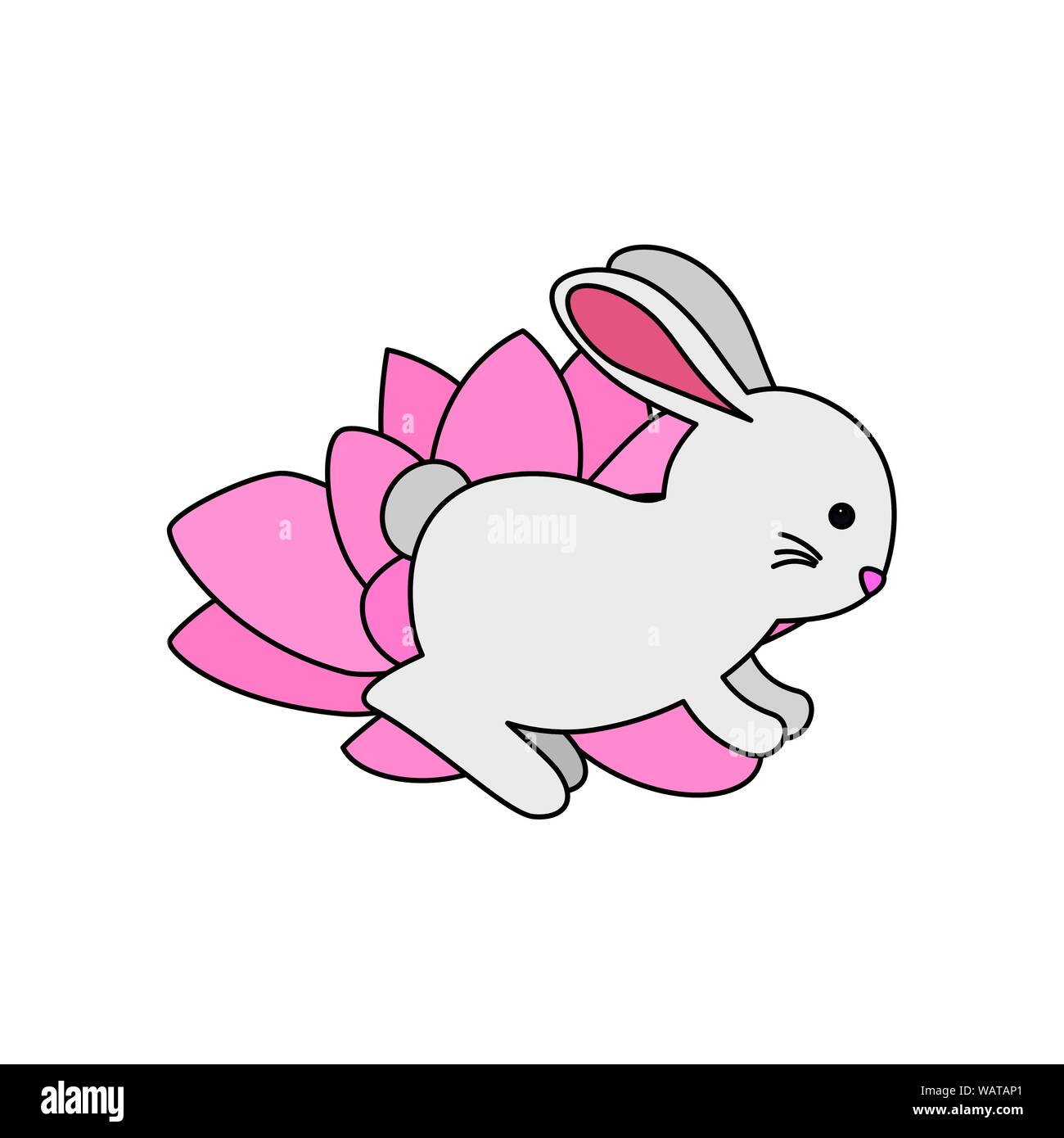 cute and little rabbit in lotus flower character Stock Vector Image ...