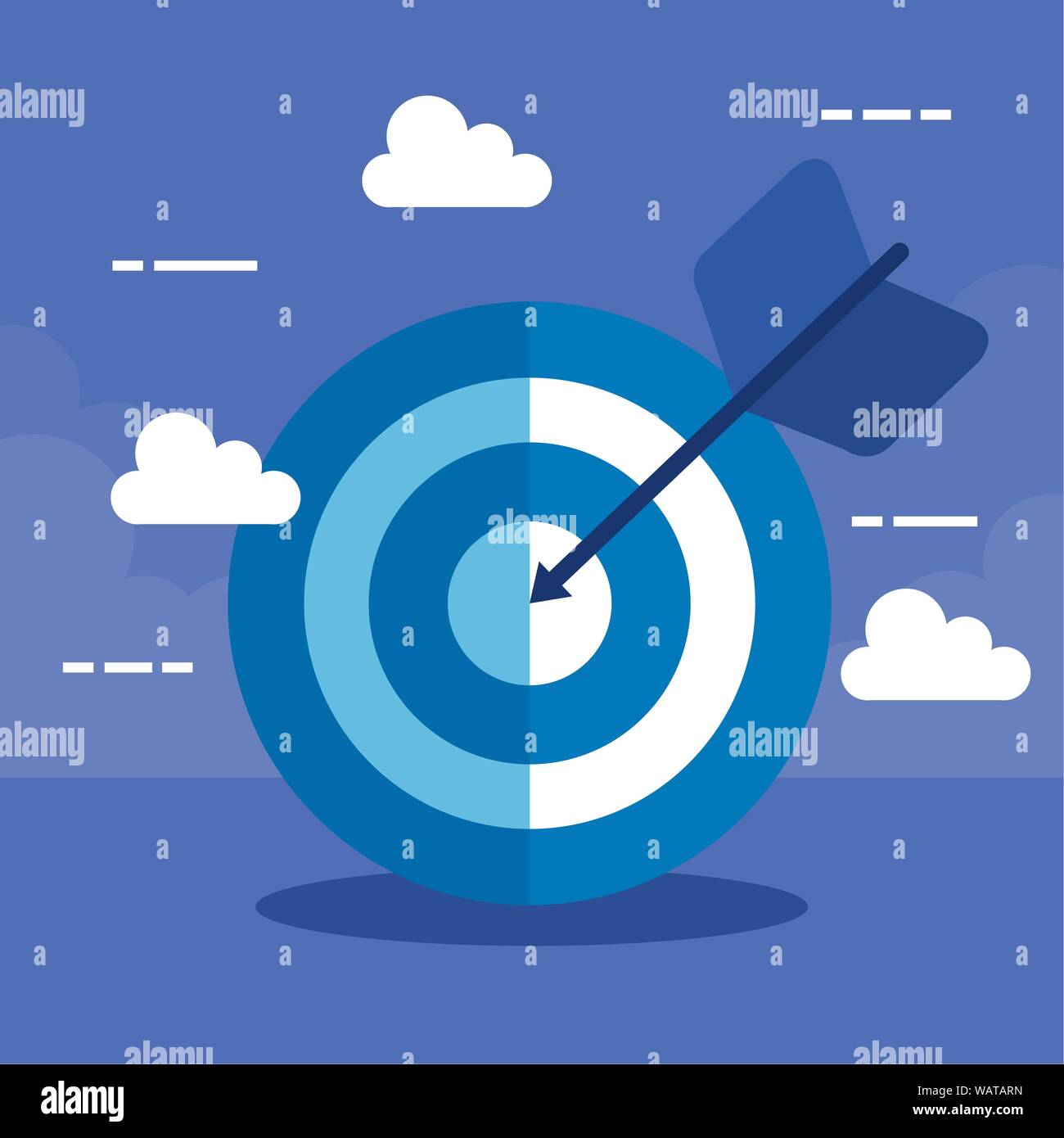 target with arrow and clouds to teamwork strategy Stock Vector Image ...