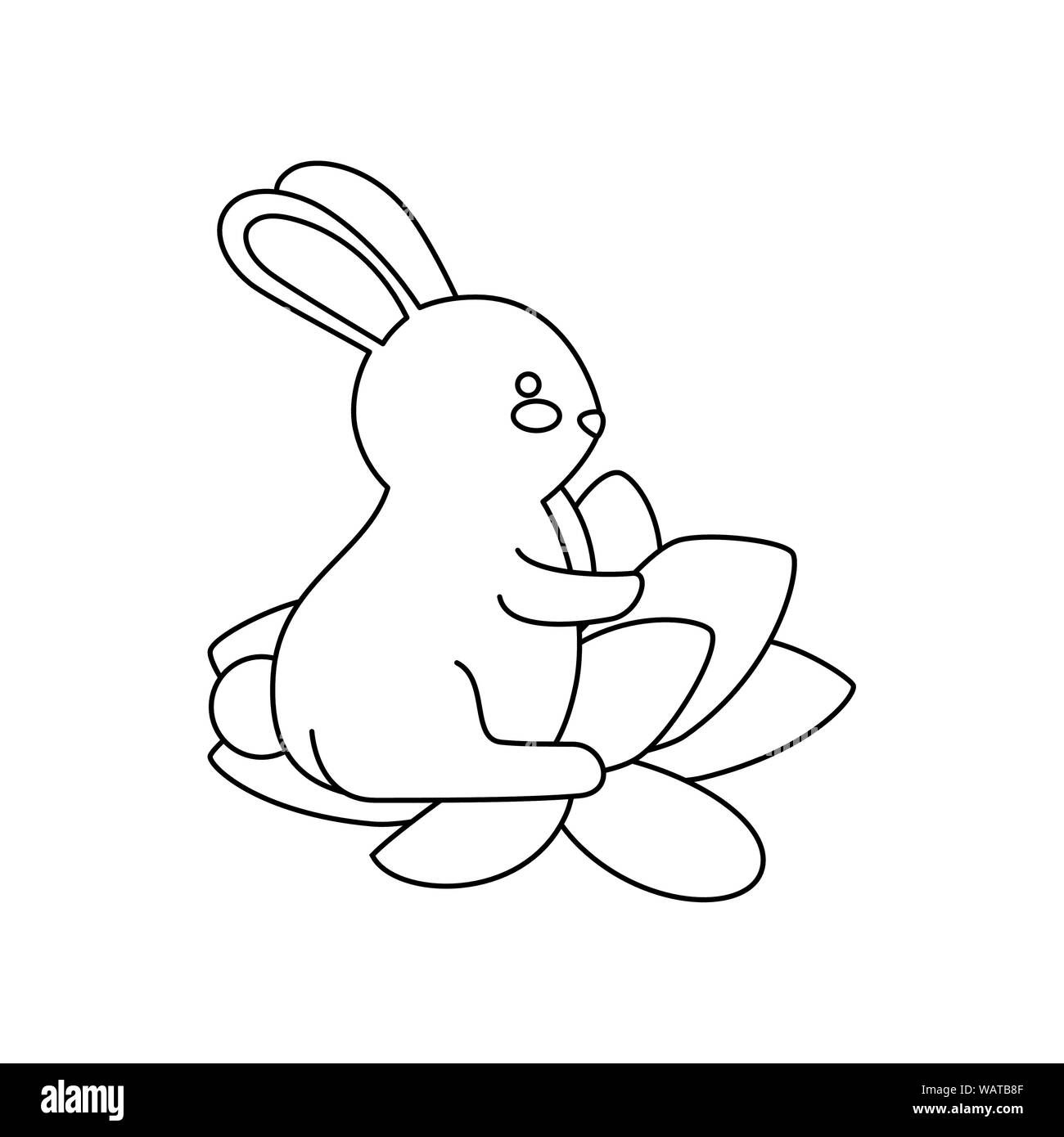 cute and little rabbit in lotus flower character Stock Vector Image ...