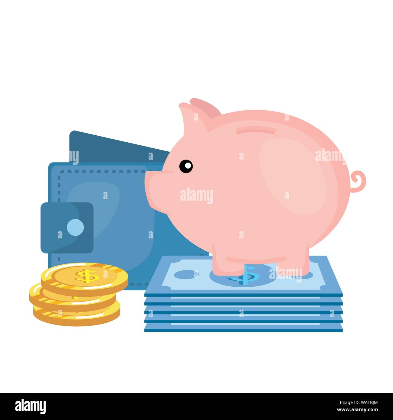piggy savings with wallet and money Stock Vector Image & Art - Alamy