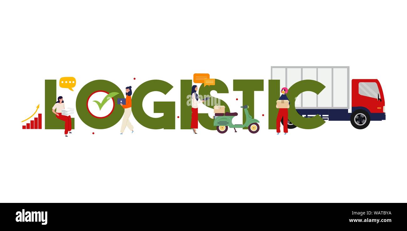 Logistic transport illustration. Truck cargo delivery or containers and ...