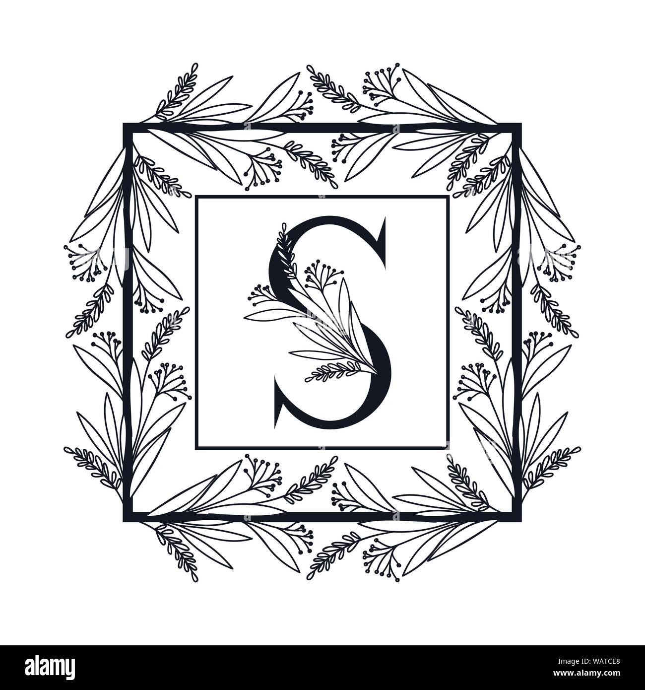 letter of the alphabet with vintage style frame Stock Vector Image ...