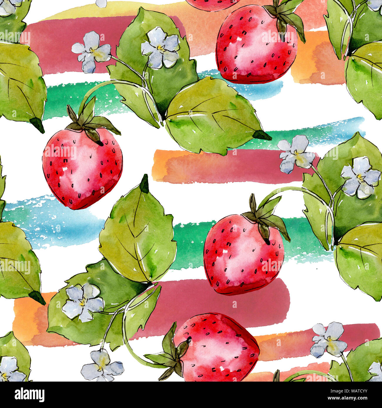 Strawberry healthy food. Watercolor background illustration set ...