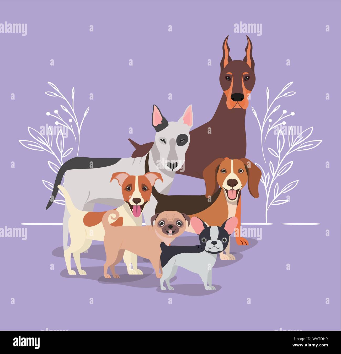 group of dogs pets characters Stock Vector Image & Art - Alamy