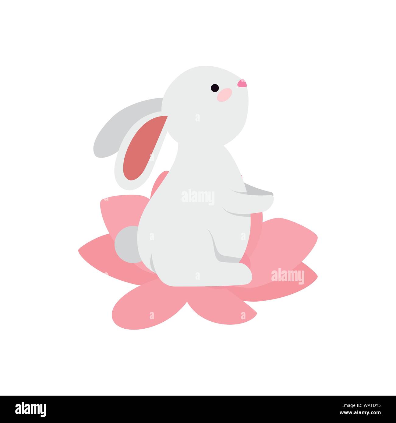 cute and little rabbit in lotus flower character Stock Vector Image ...