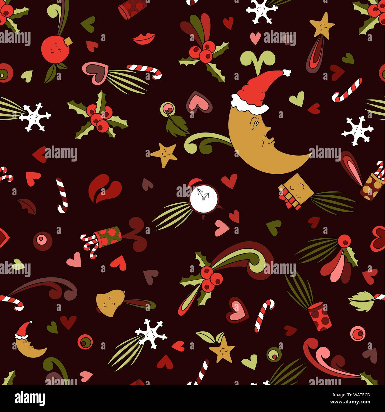 Christmas cartoon design. Seamless pattern background. Doodle vector ...
