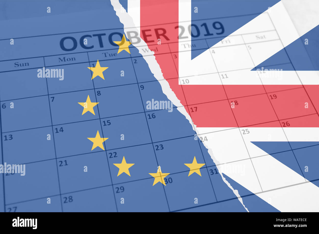 Brexit concept background with British Union Jack and European Union ...