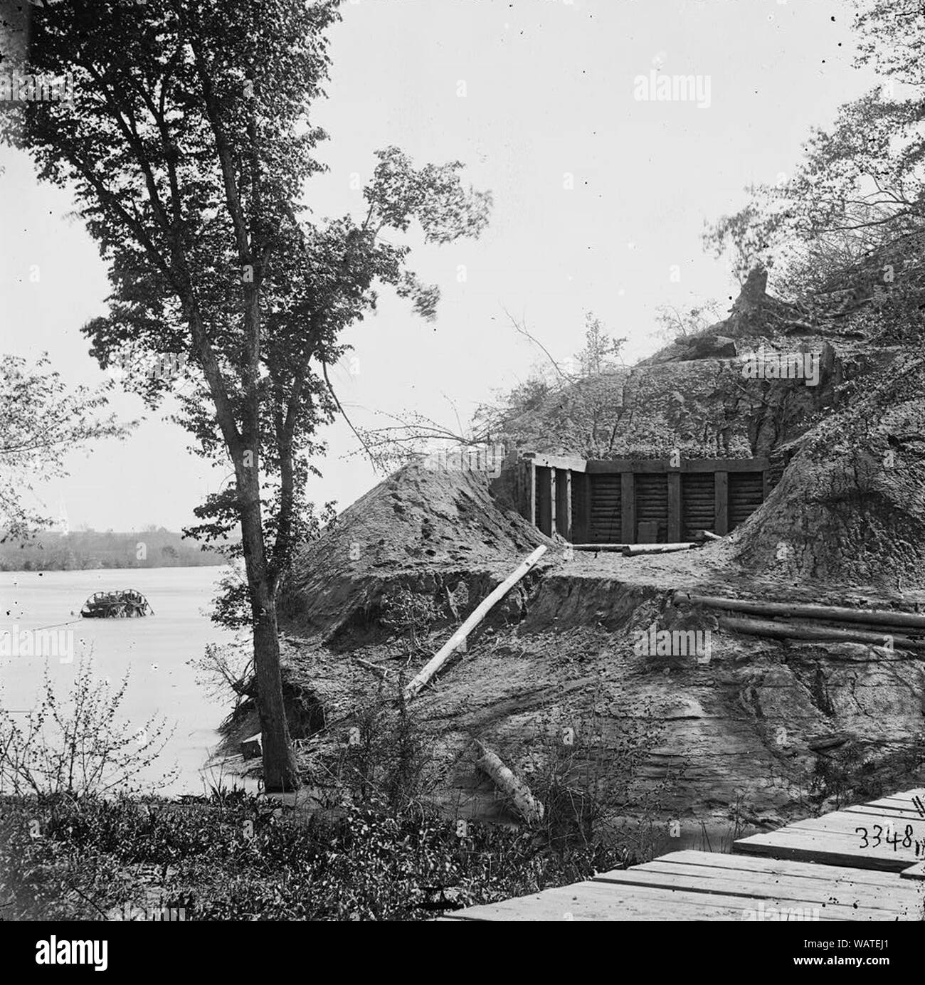 Drewry's Bluff, Virginia. Exterior of Confederate Fort Darling. Masked ...