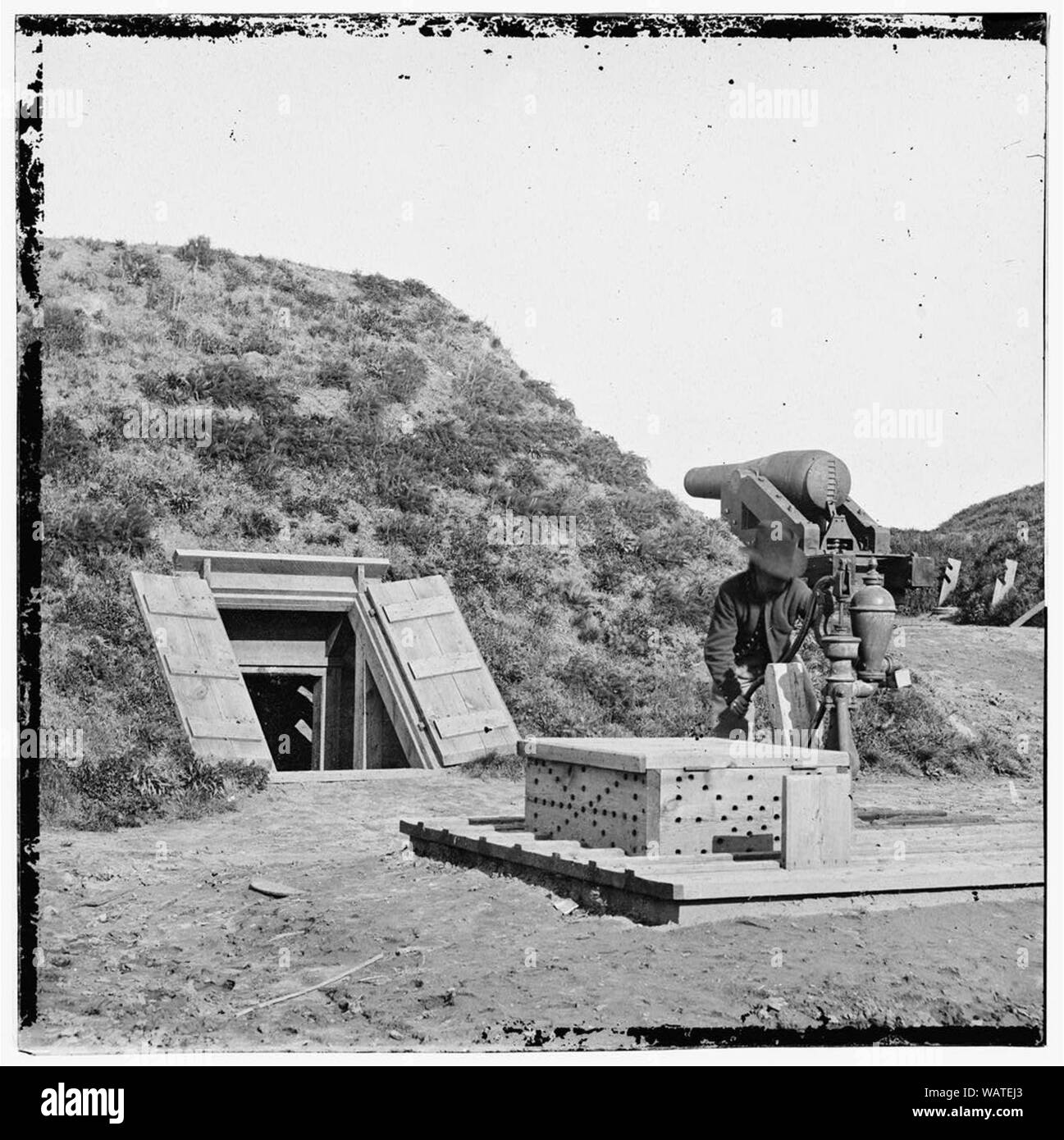 Drewry's Bluff, Virginia. Interior of Confederate Fort Darling on the ...