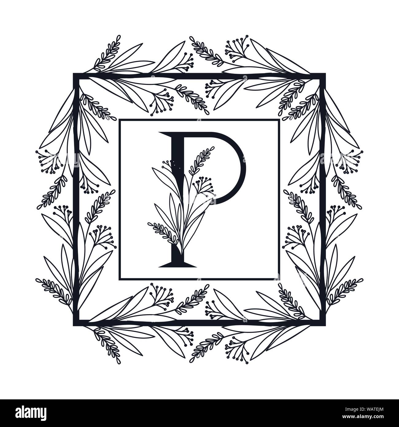 letter of the alphabet with vintage style frame Stock Vector Image ...