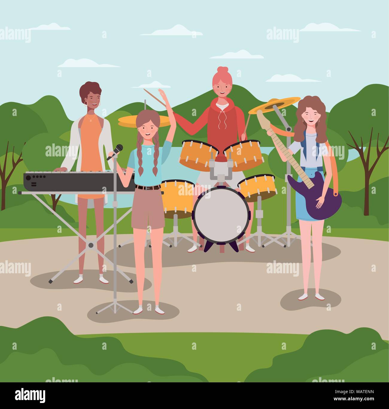 Women in concert Stock Vector Images - Alamy