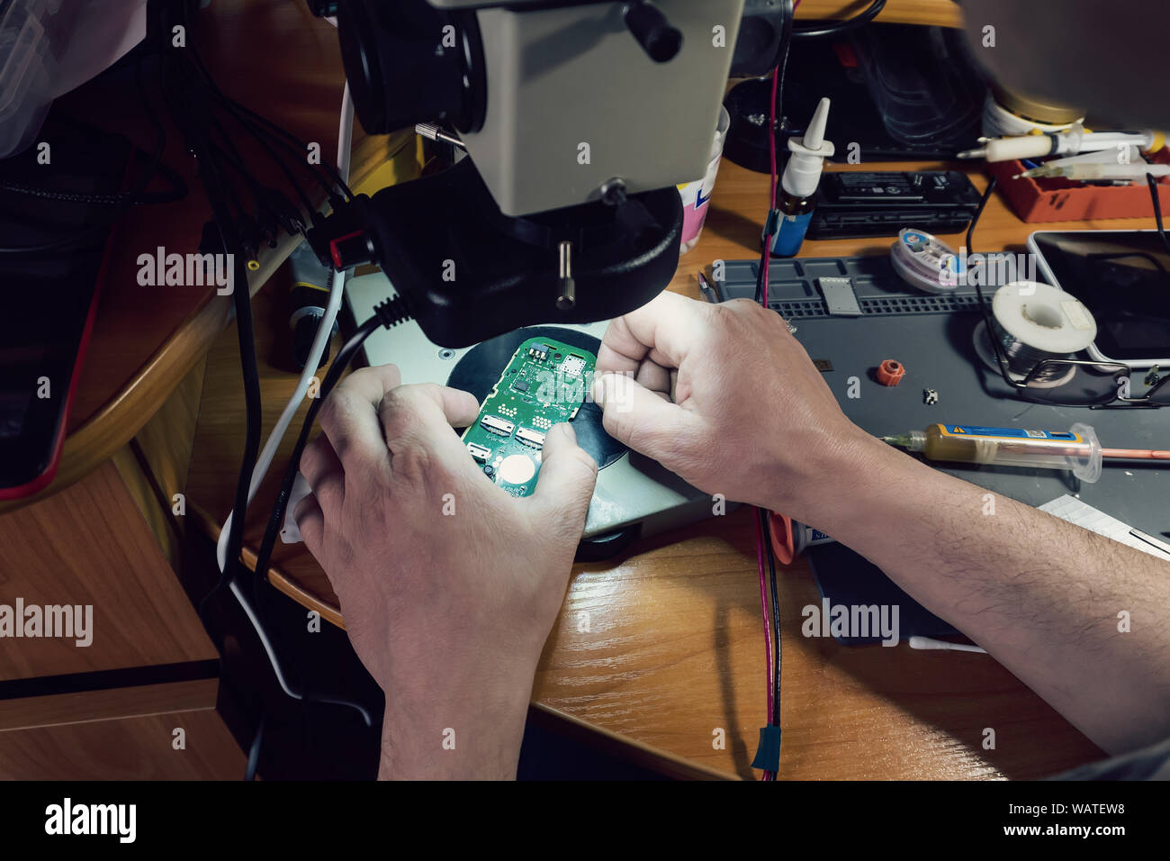 Close-up photos showing process of mobile phone repair. Phone repair ...