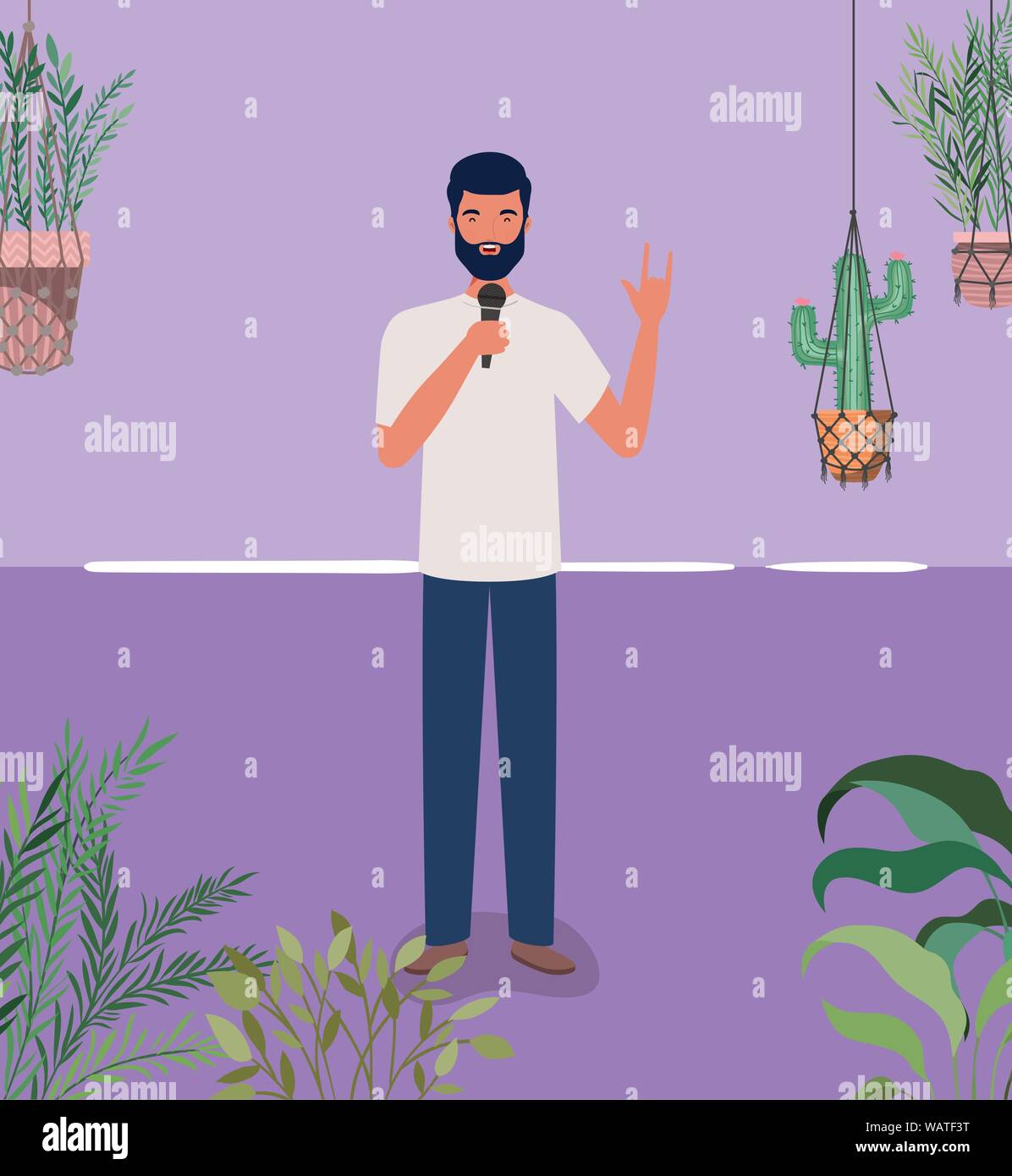 man singing with microphone character Stock Vector Image & Art - Alamy