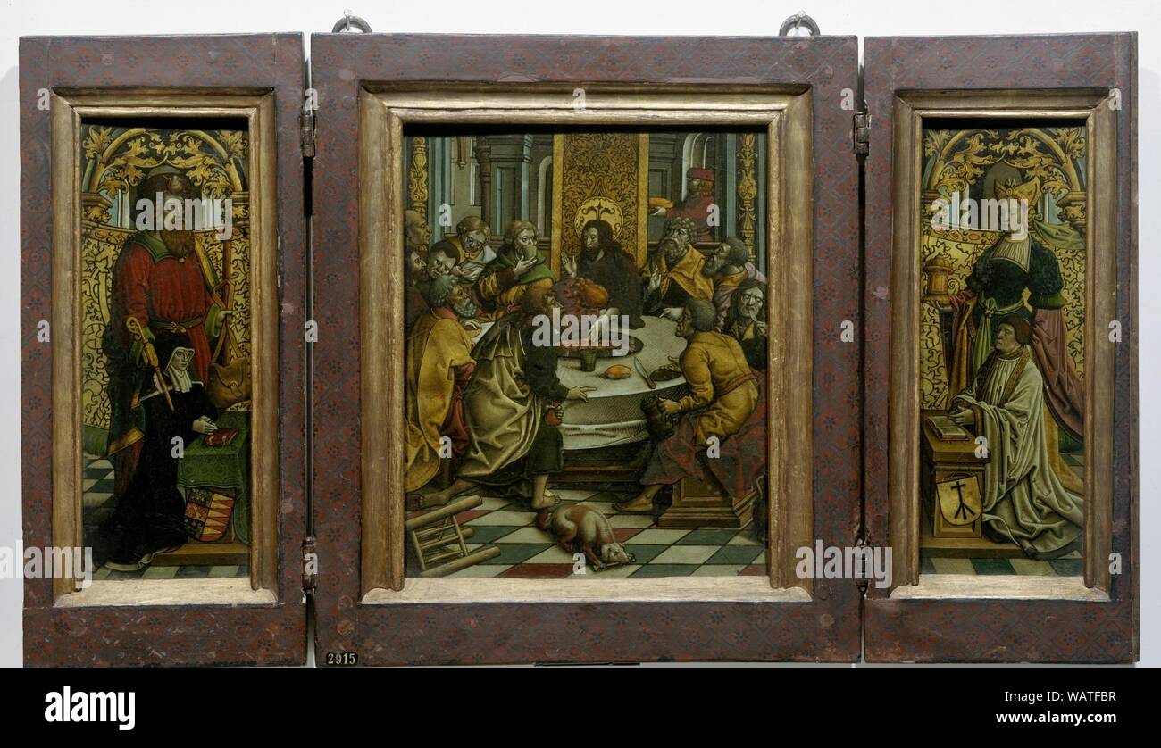 Drieluik met het Laatste Avondmaal en stichters Stock Photo - Alamy