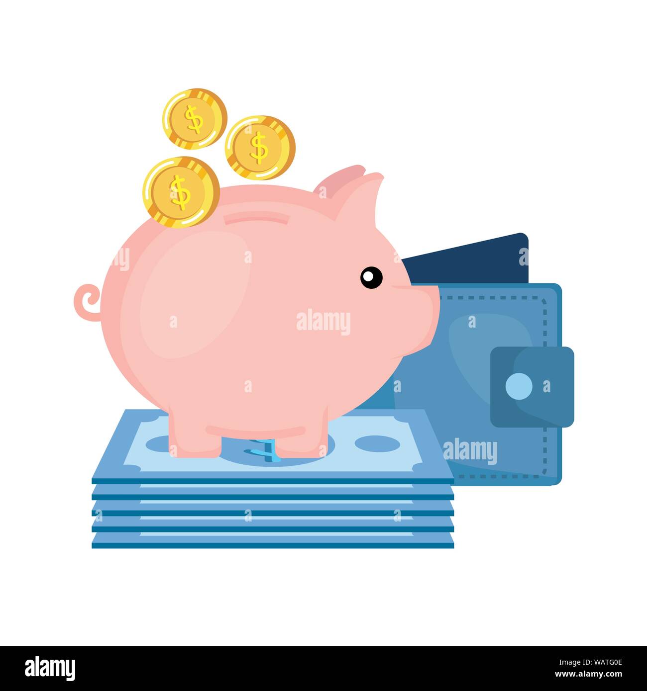 piggy savings with wallet and money Stock Vector Image & Art - Alamy