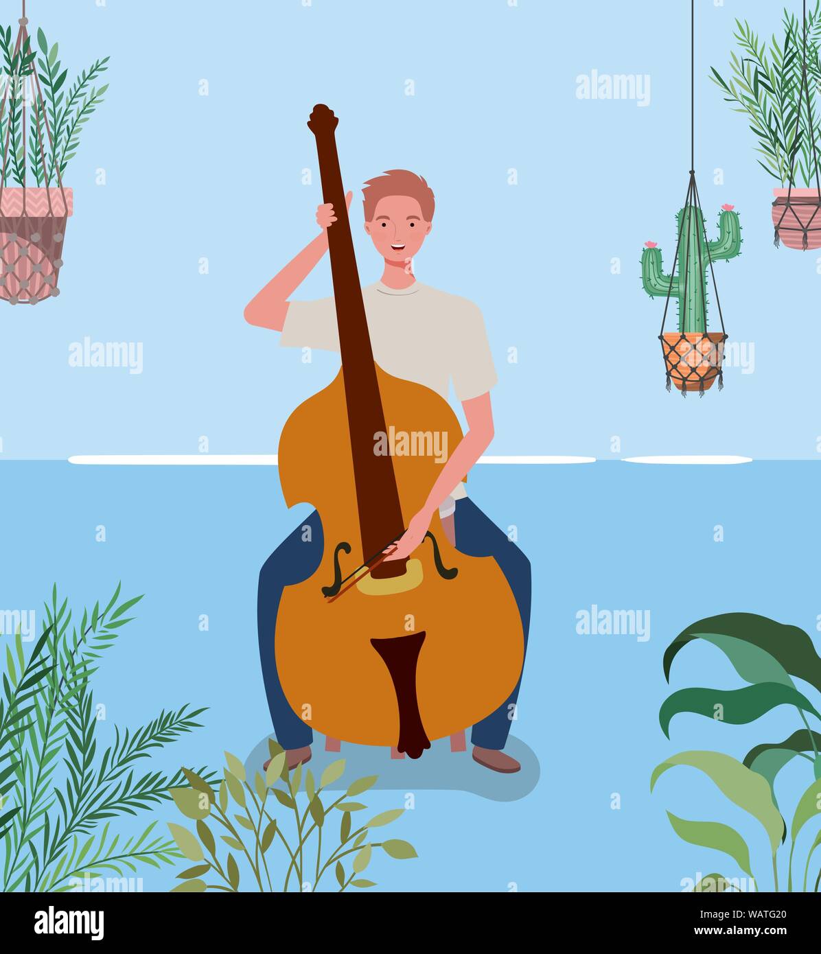 Cello player performing Stock Vector Images - Alamy