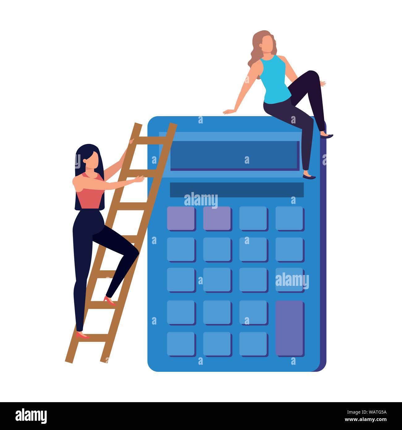 young women with calculator characters Stock Vector Image & Art - Alamy