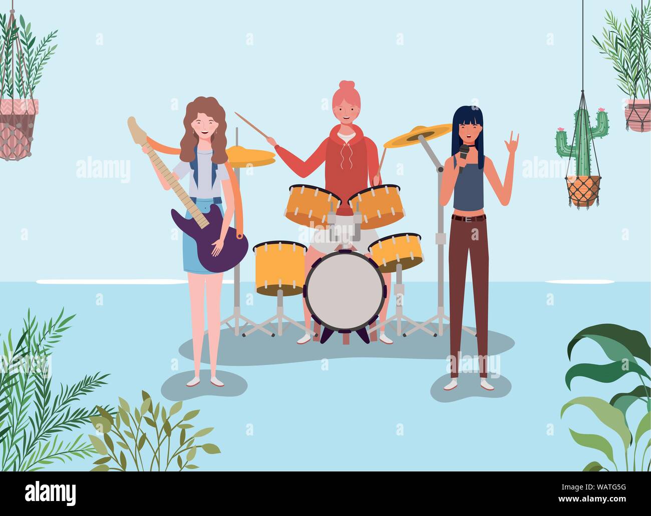 group of women playing instruments characters Stock Vector Image & Art ...