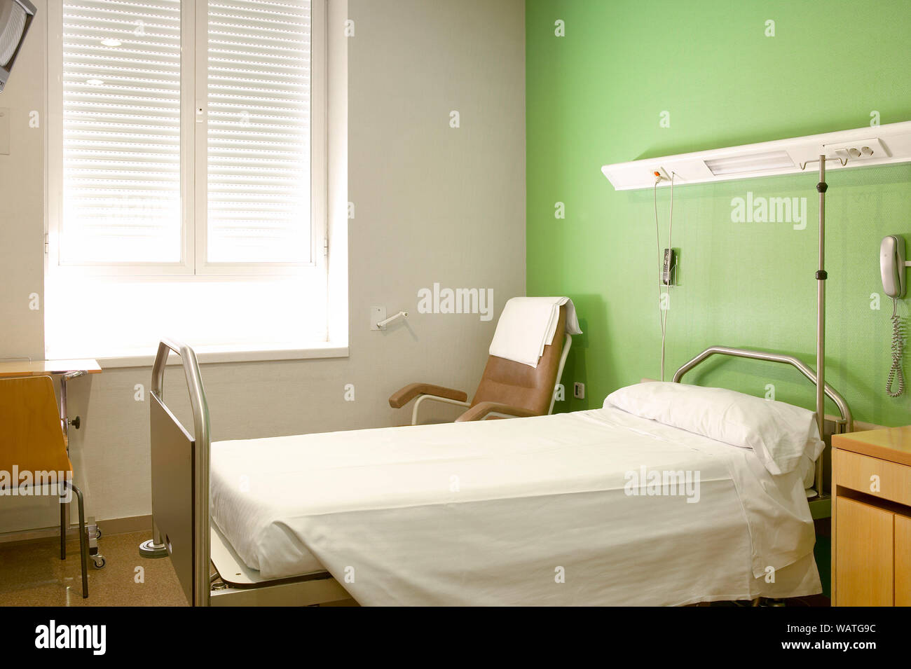 Hospital room interior. with bed. Healthcare medicine treatment Stock ...