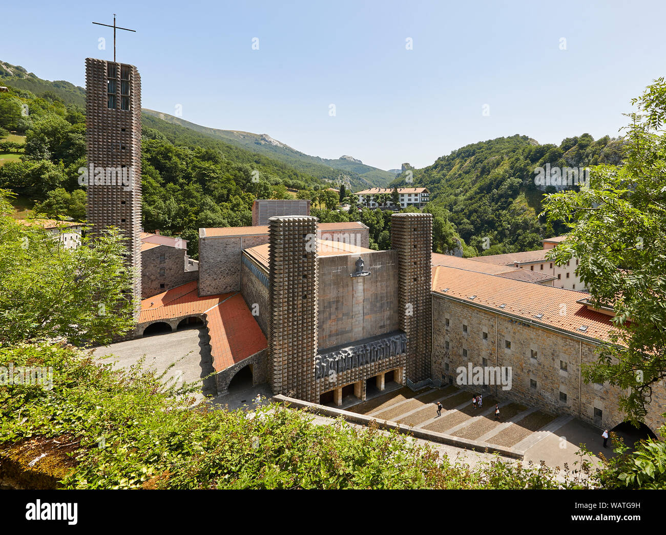 Arantzazu sanctuary exterior. Euskadi cultural and heritage highlight ...