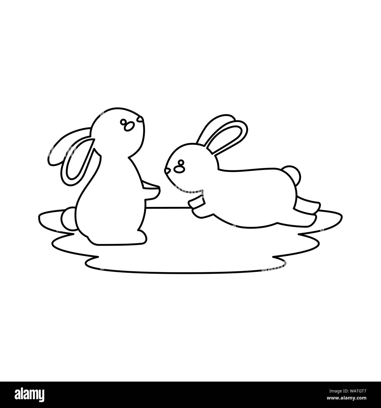cute and little rabbits couple characters Stock Vector Image & Art - Alamy