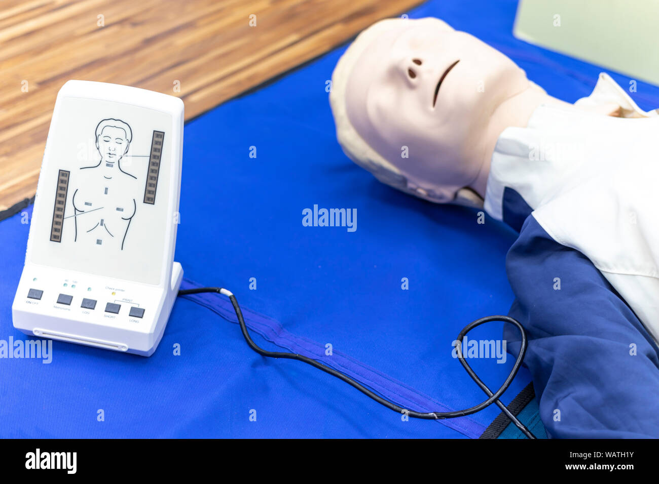 Mannequin for practicing CPR Training dummy at first aid class Stock ...