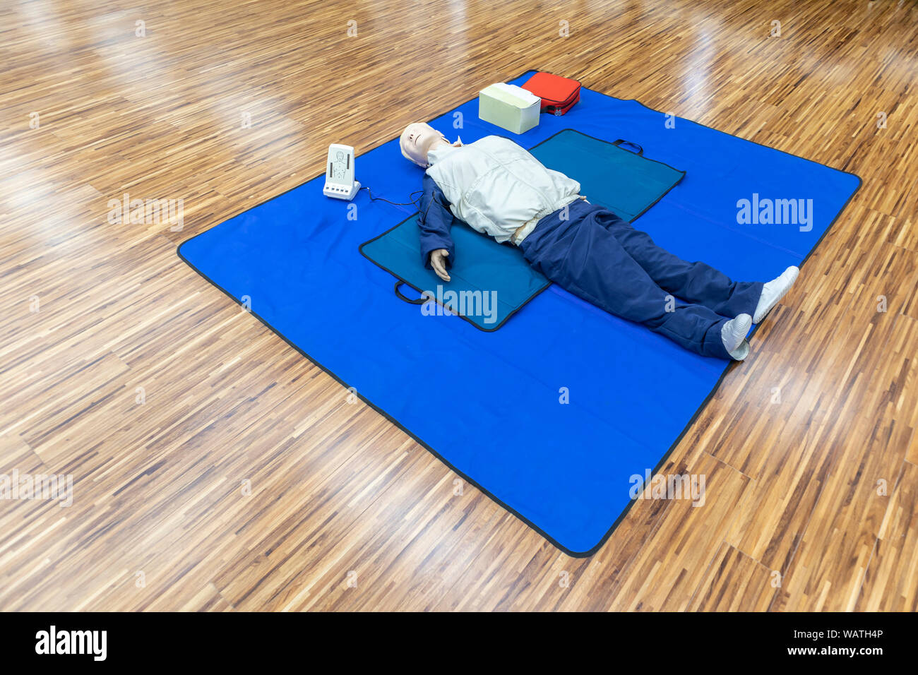 Mannequin for practicing CPR Training dummy at first aid class Stock ...