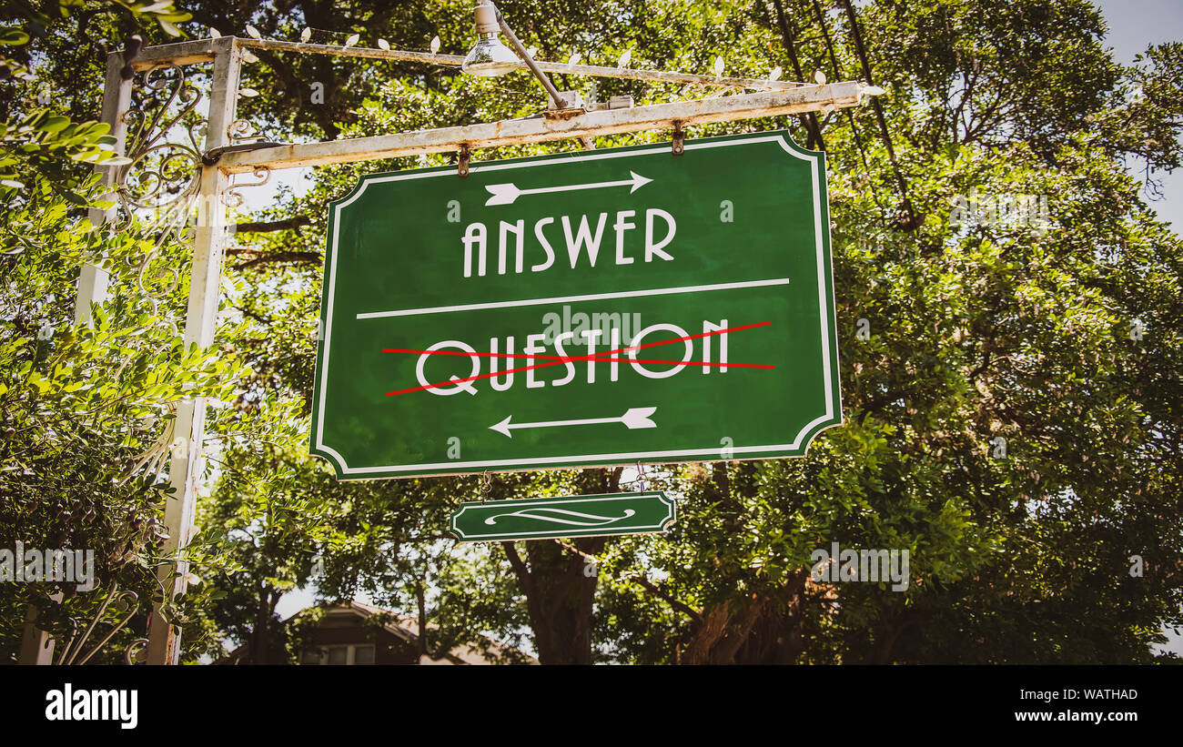 Street Sign the Direction Way to Answer versus Question Stock Photo - Alamy