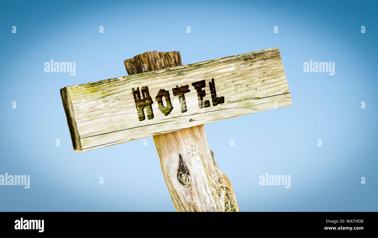 Street Sign the Direction Way to Hotel Stock Photo - Alamy