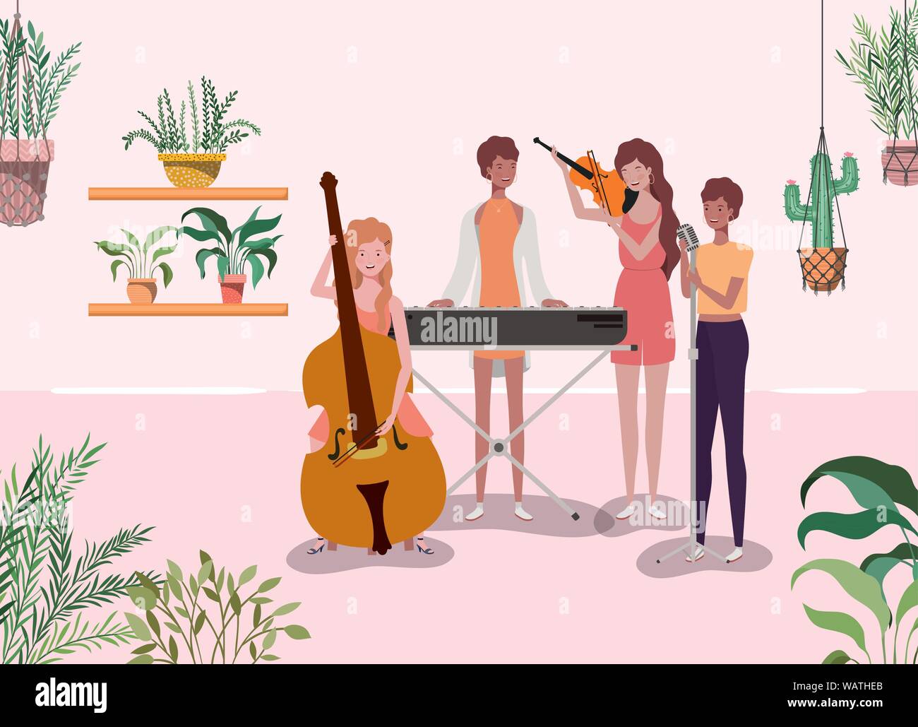 group of women playing instruments characters Stock Vector Image & Art ...