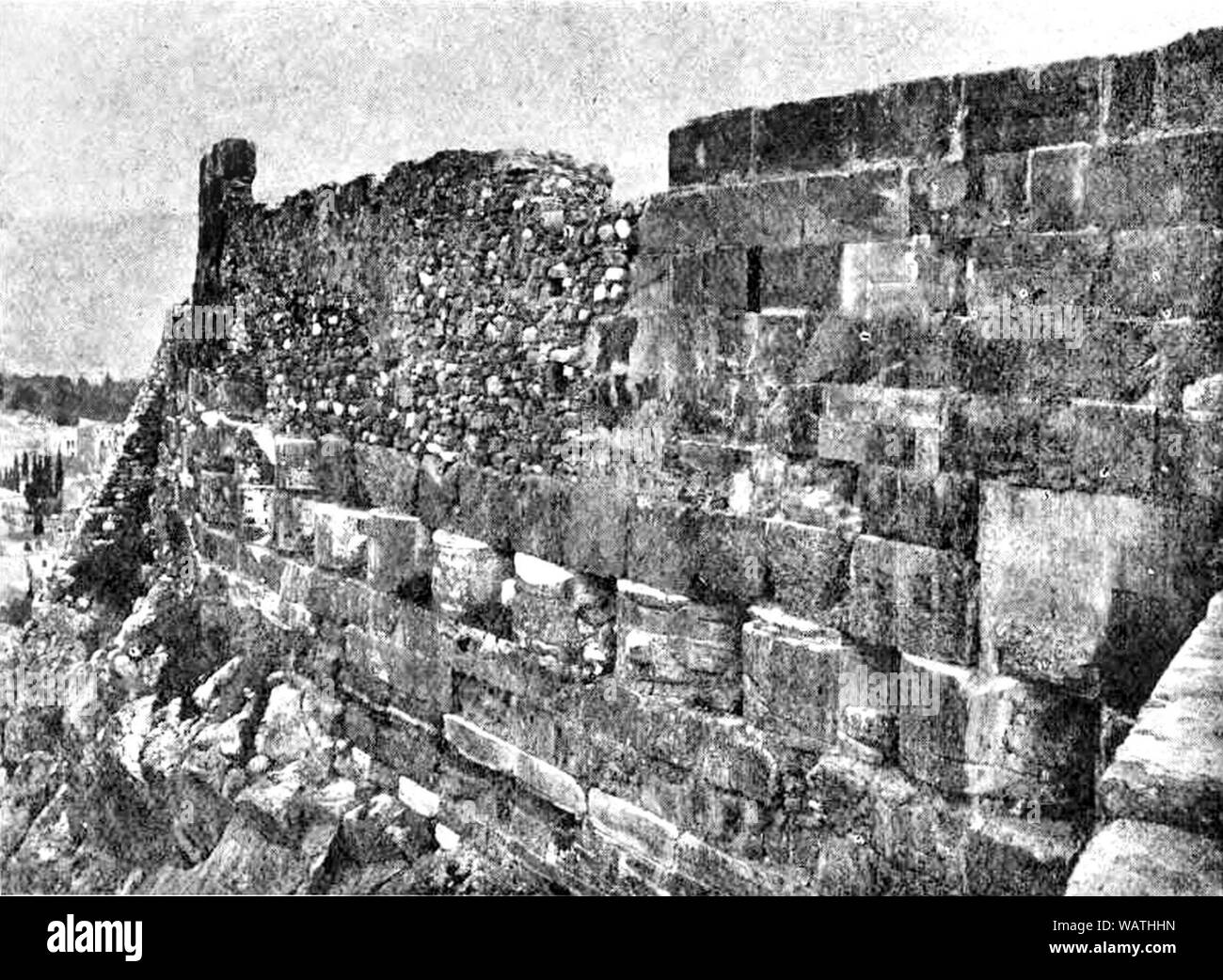 Drums of the Older Parthenon built into the north wall of the Acropolis ...