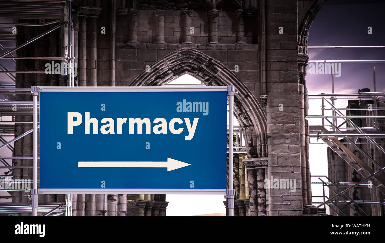 Street Sign the Direction Way to Pharmacy Stock Photo - Alamy