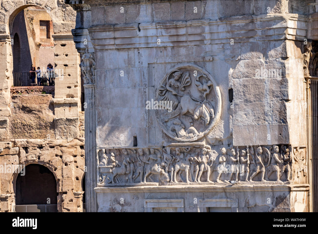 Ancient Constantine Arch Roman Colosseum Rome Italy Colosseum built in ...