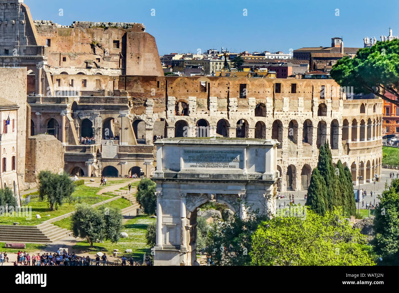 Ancient Forum Titus Arch Roman Colosseum Rome Italy Colosseum built in ...