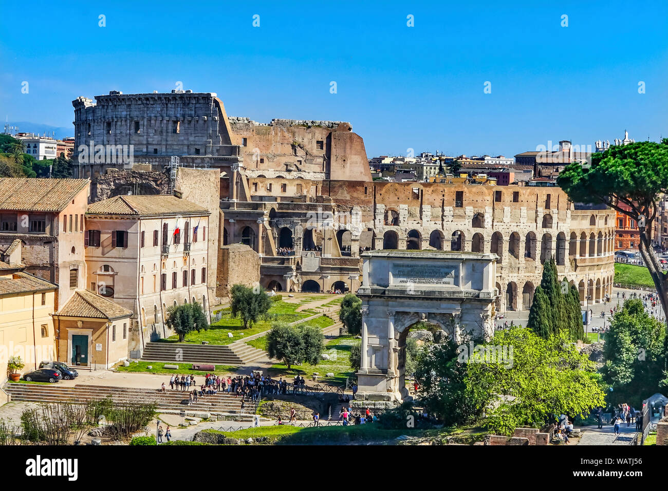 Ancient Forum Titus Arch Roman Colosseum Rome Italy Colosseum built in ...