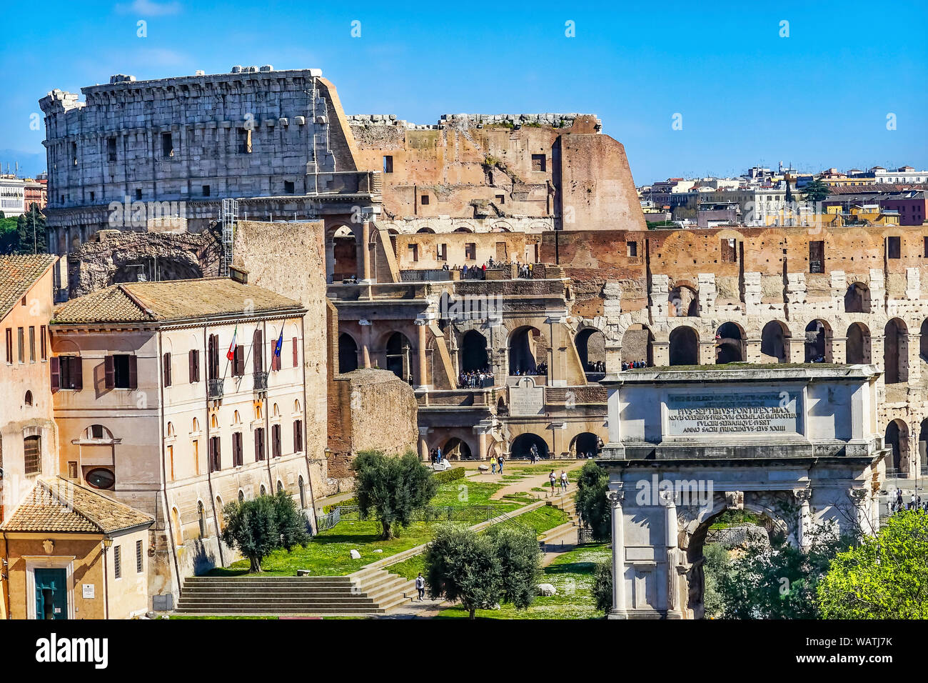 Ancient Forum Titus Arch Roman Colosseum Rome Italy Colosseum built in ...