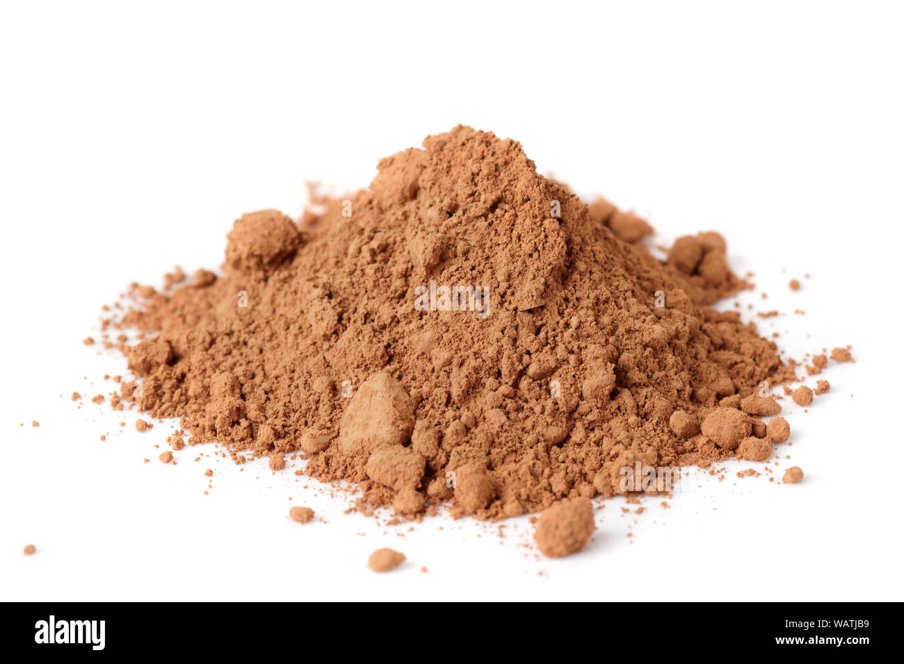 Organic cocoa powder pile isolated on white background Stock Photo - Alamy